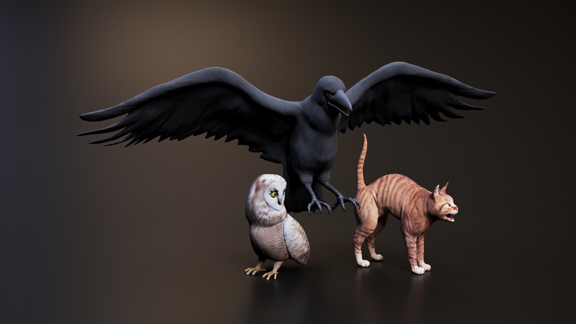 Cat Crow Owl 3D Model 3D Model - TurboSquid 2087072
