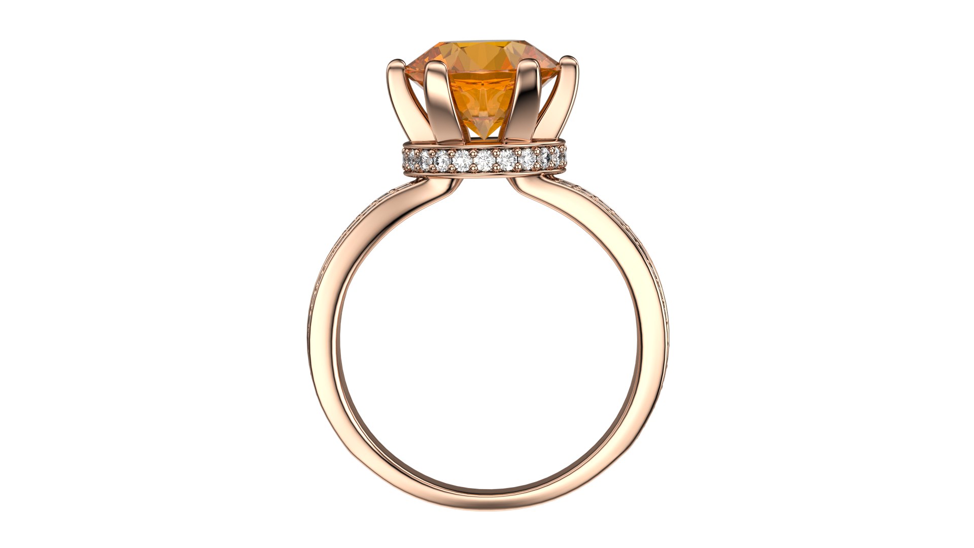 Pave Triple Shank Diamond Engagement Ring 3D Model 3D Model ...