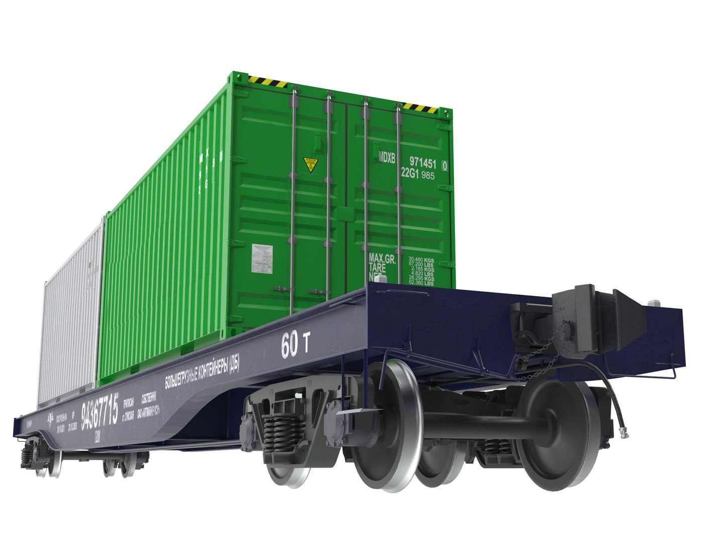 3D Transport Flatcar With 20ft Containers Model - TurboSquid 1805163