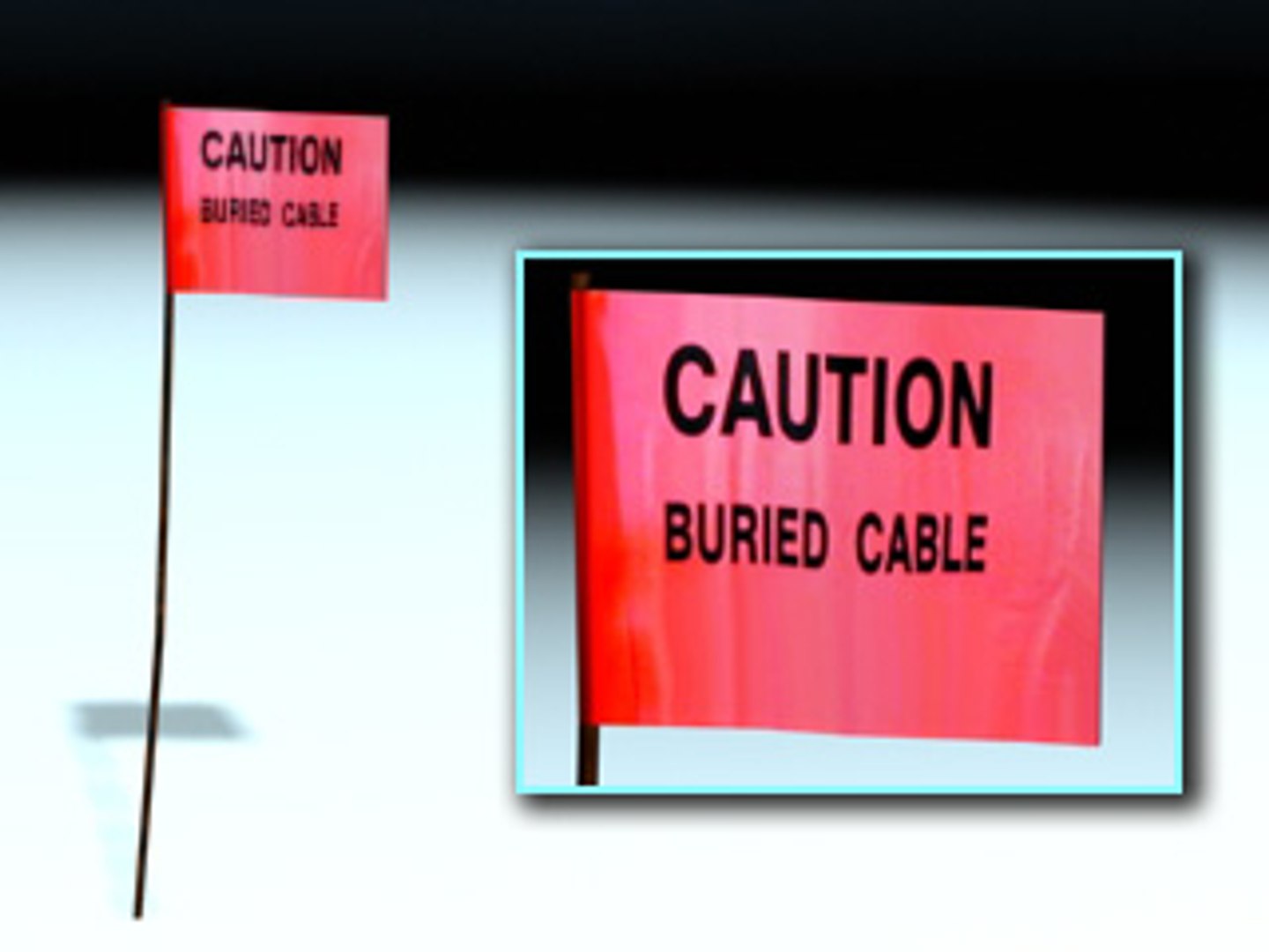 3d Model Utility Flag Buried Cable