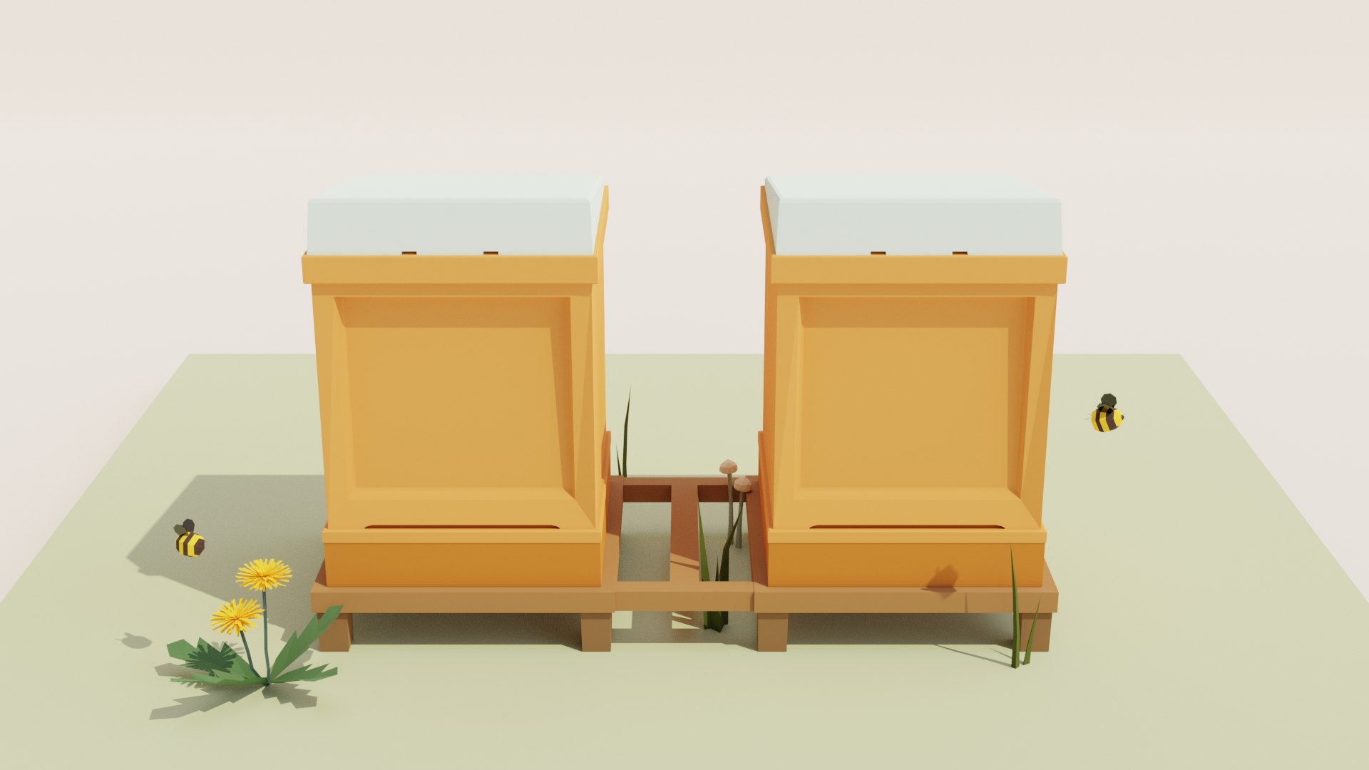 Cartoon beehive pack bee 3D model - TurboSquid 1639526