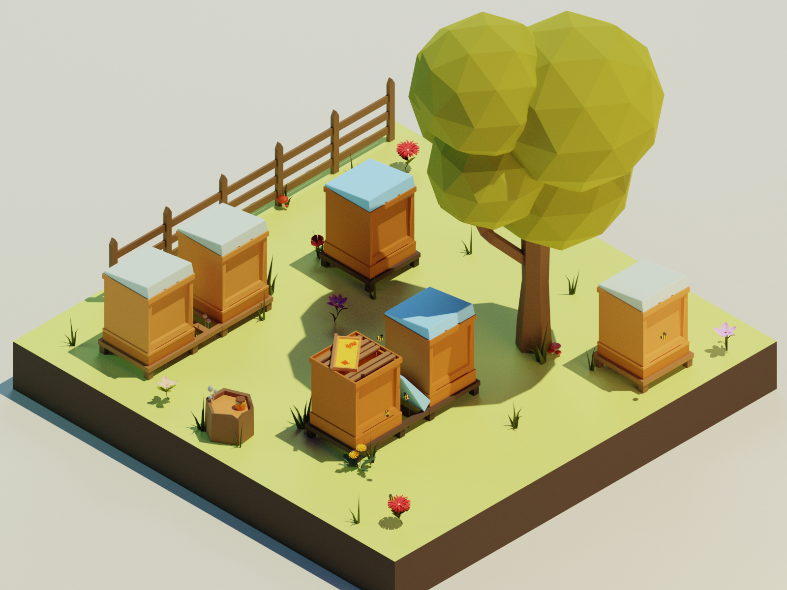 Cartoon beehive pack bee 3D model - TurboSquid 1639526