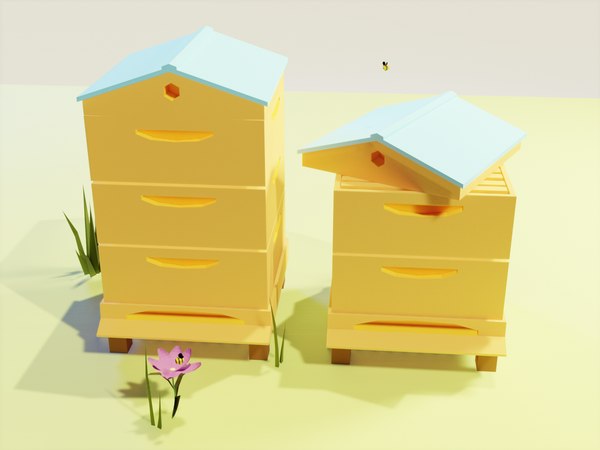 Cartoon beehive pack bee 3D model - TurboSquid 1639526