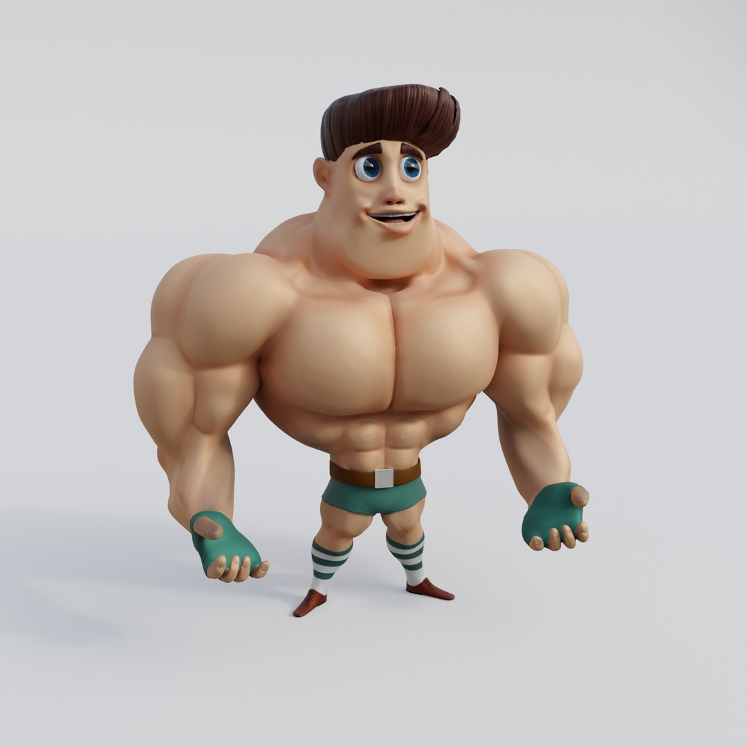 Muscular Male Character Cartoon-style 3D Model - TurboSquid 2281849