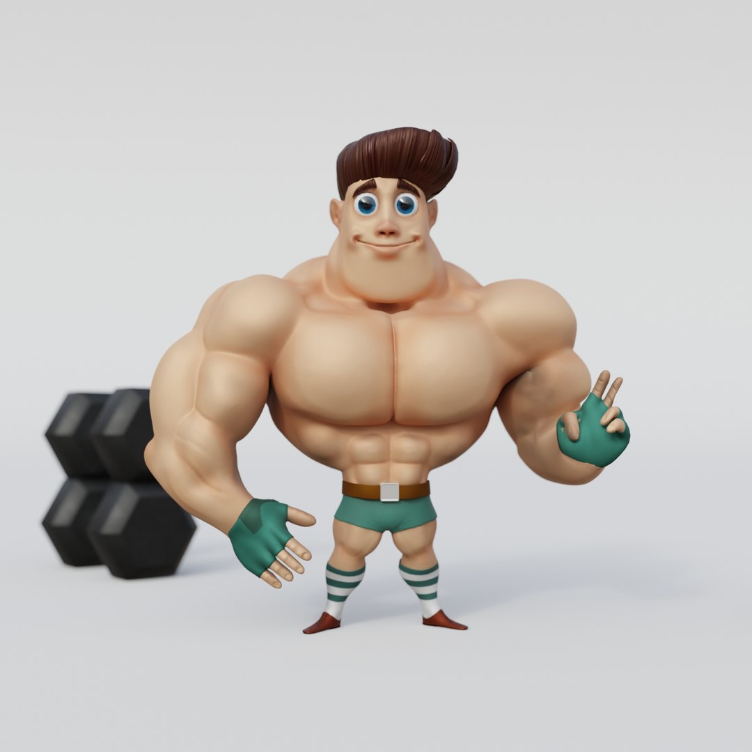 Muscular Male Character Cartoon-style 3D Model - TurboSquid 2281849