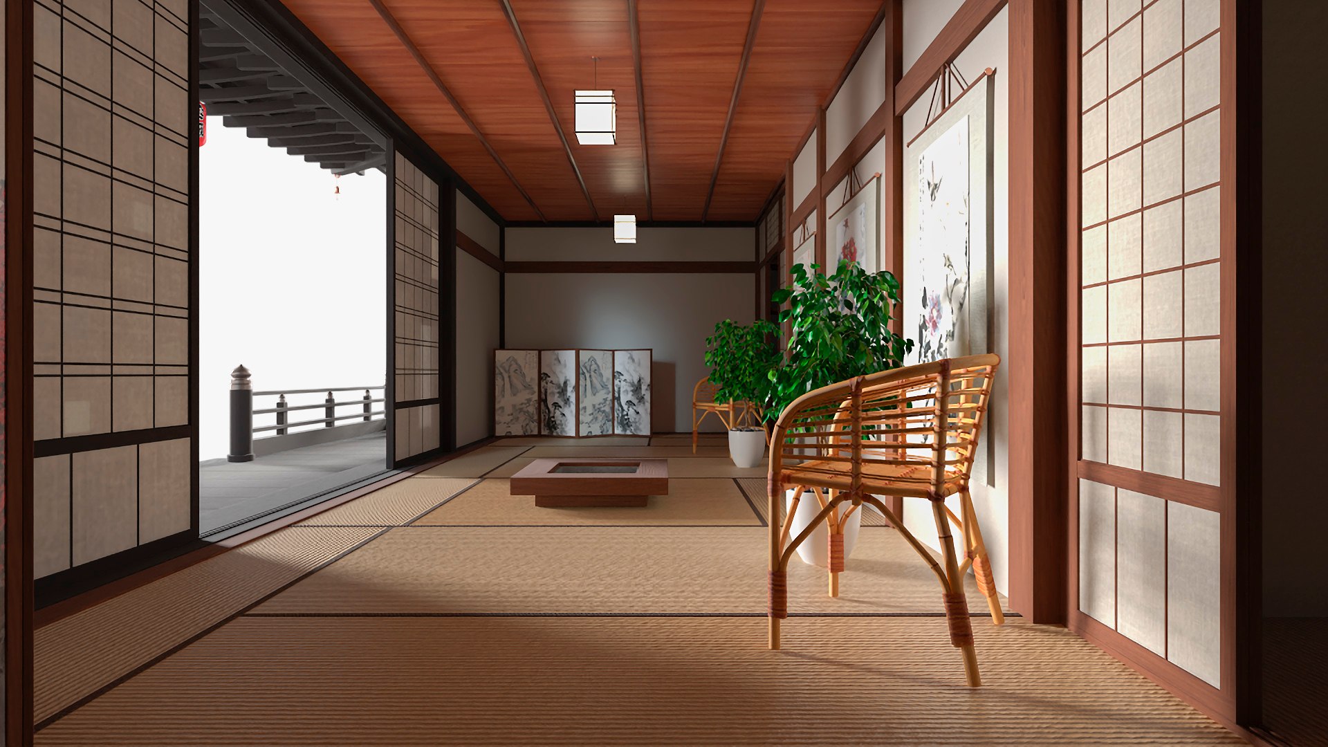 3D Japan Traditional House Dark Full Interior - TurboSquid 2279821