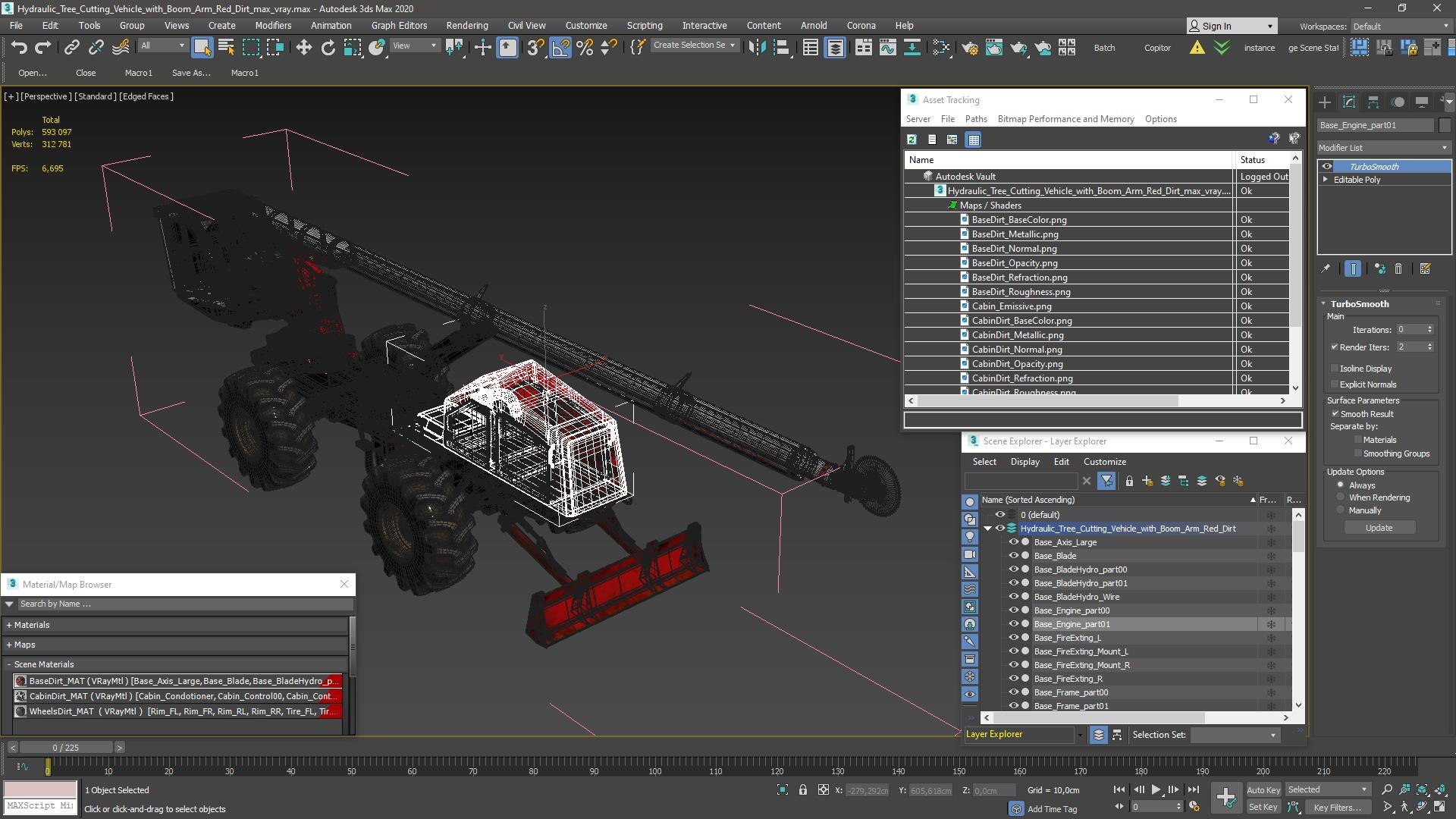 3D Hydraulic Tree Cutting Vehicle With Boom Arm Red Dirt - TurboSquid ...