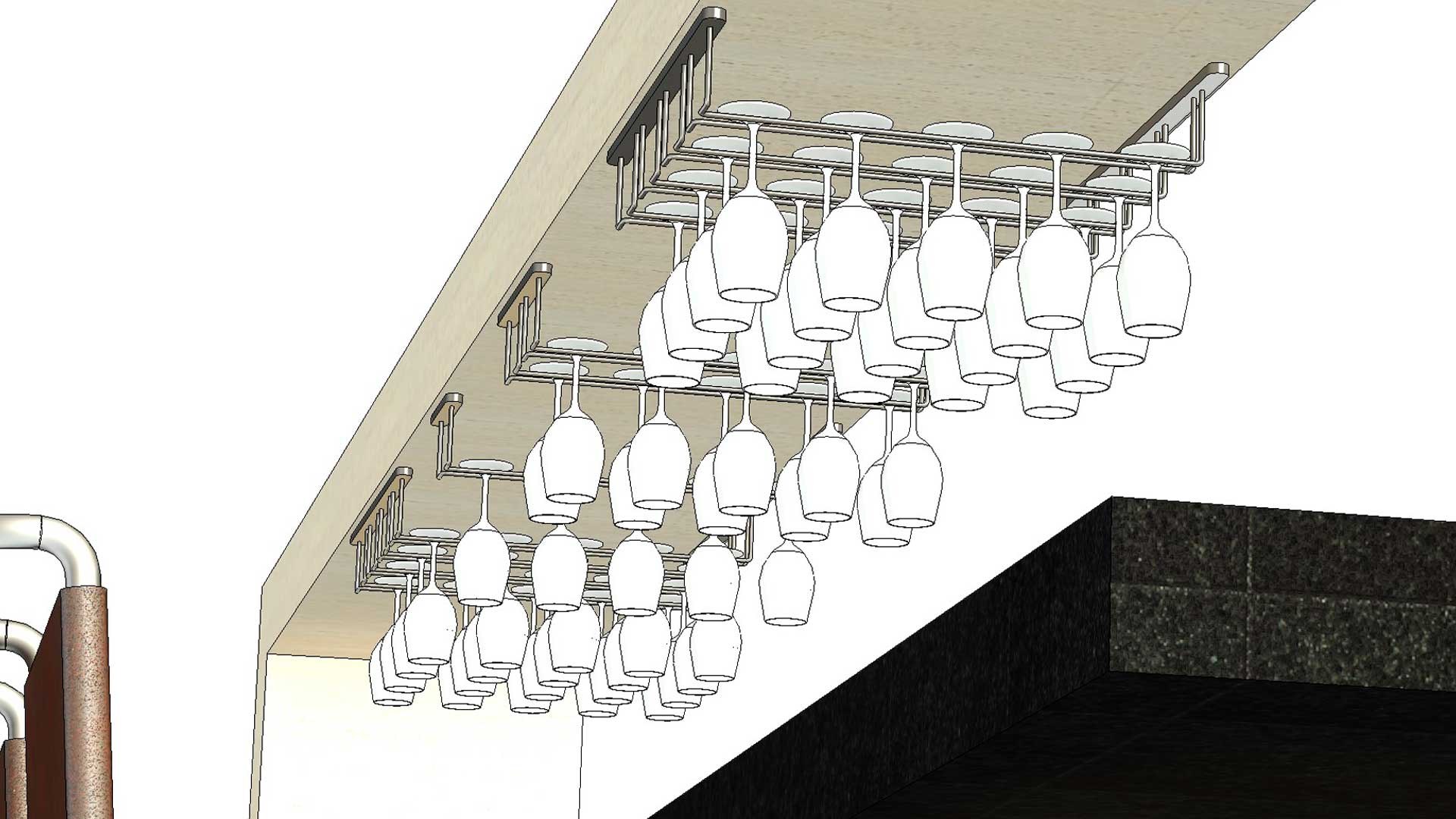 Wine Glass Bar Hanger Rails 3D Model - TurboSquid 2047313