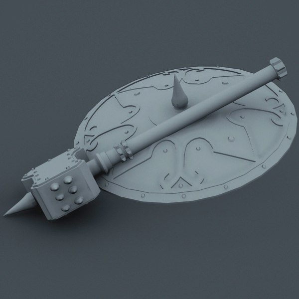 3d shield war hammer