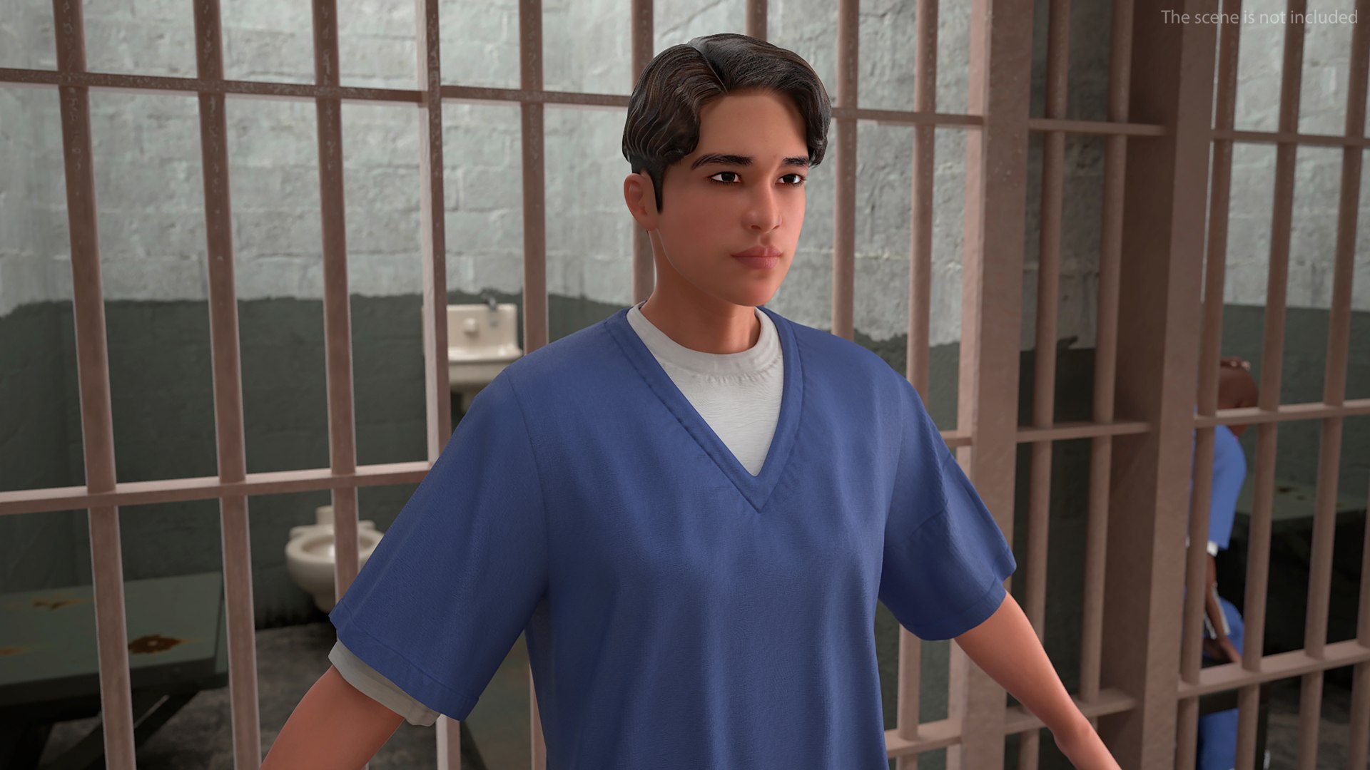 3D Asian Male Prisoner Blue Uniform - TurboSquid 2363132