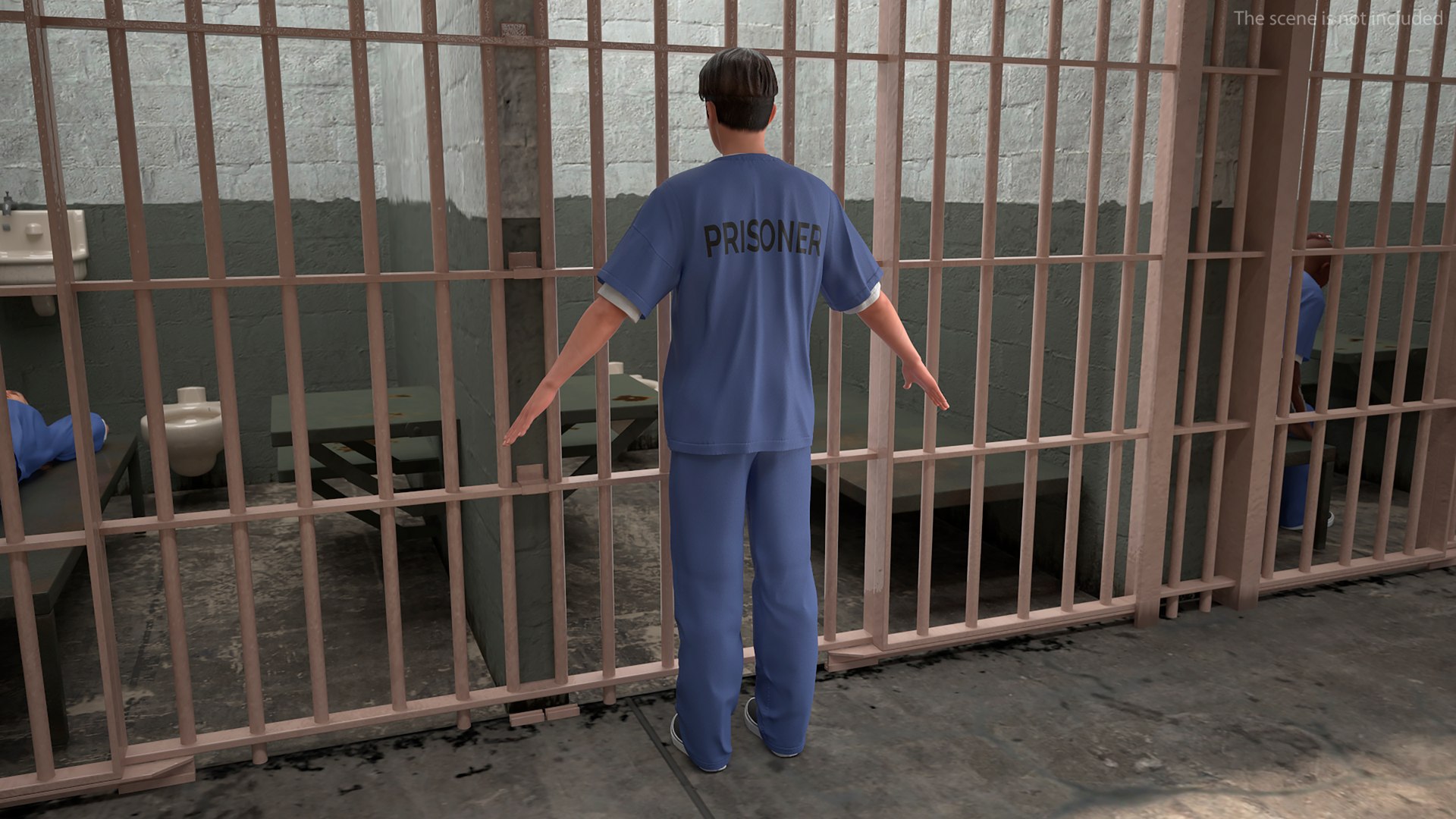 3D Asian Male Prisoner Blue Uniform - TurboSquid 2363132