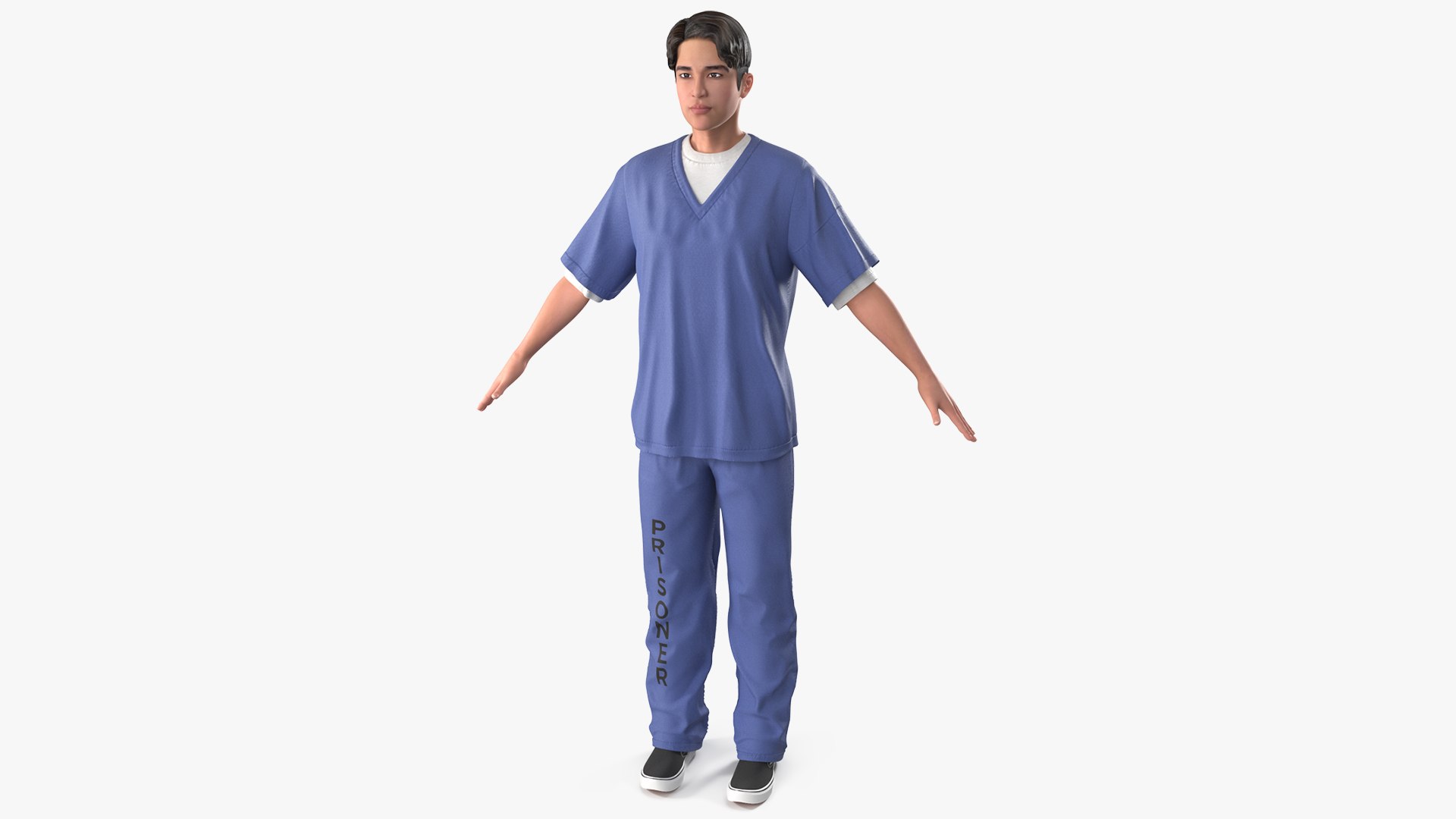 3D Asian Male Prisoner Blue Uniform - TurboSquid 2363132