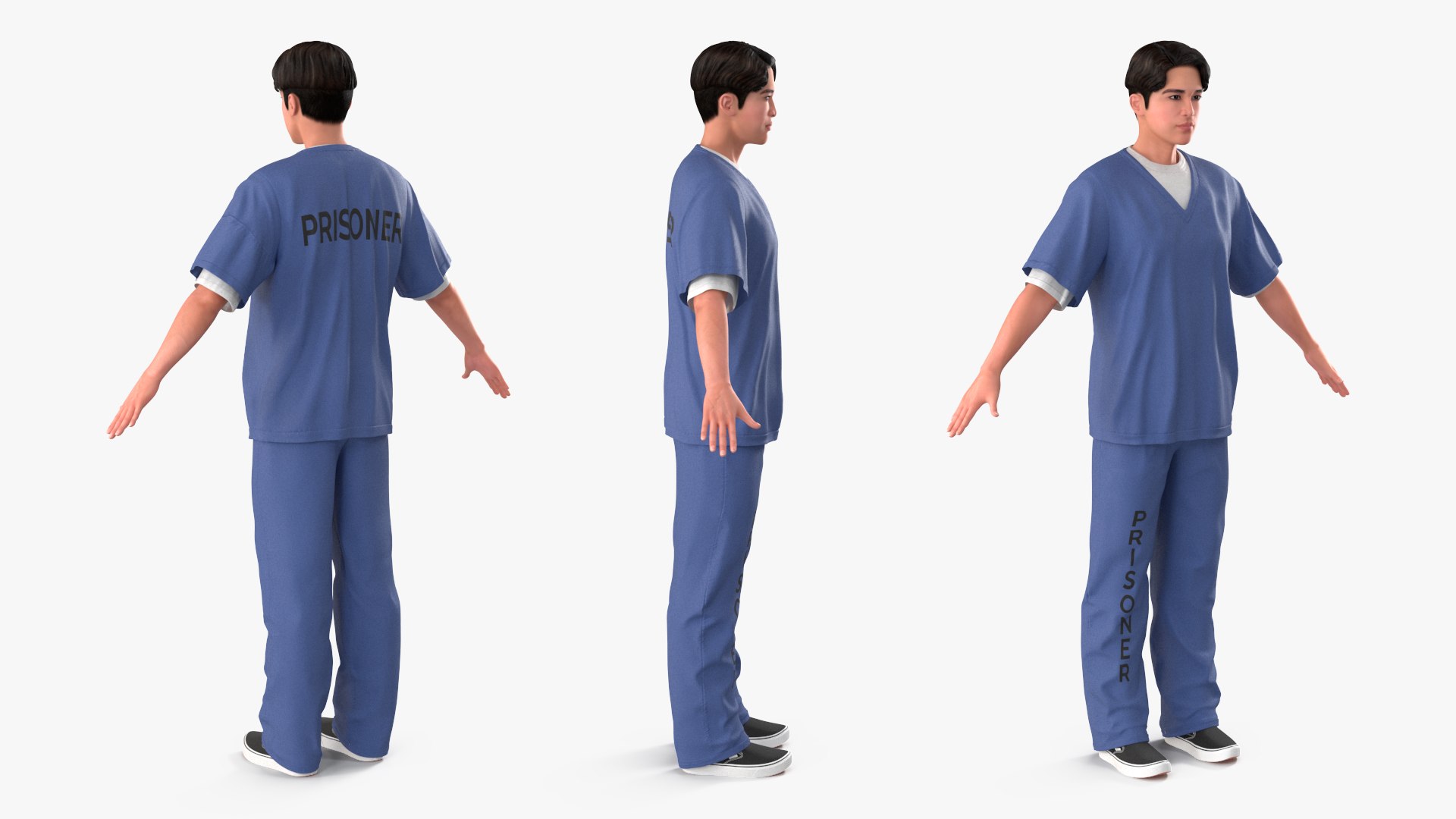 3D Asian Male Prisoner Blue Uniform - TurboSquid 2363132