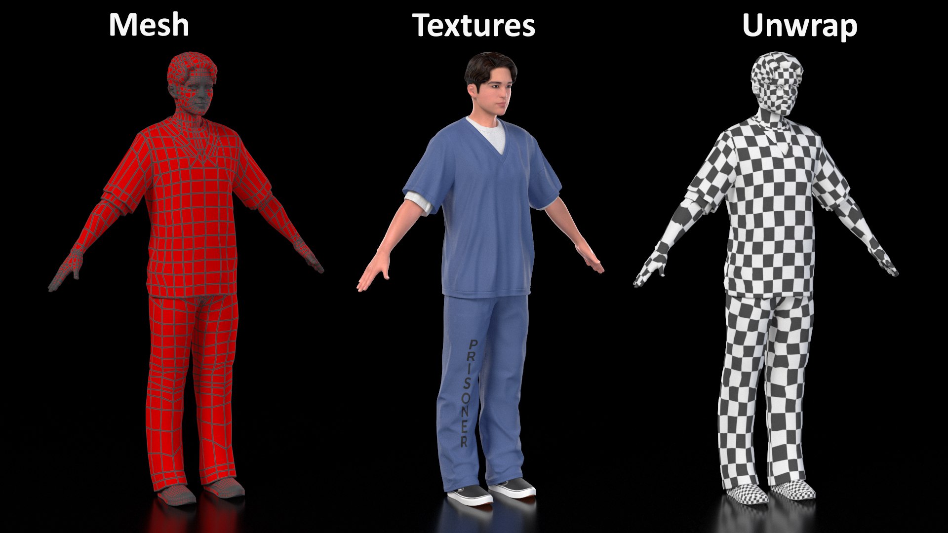 3D Asian Male Prisoner Blue Uniform - TurboSquid 2363132