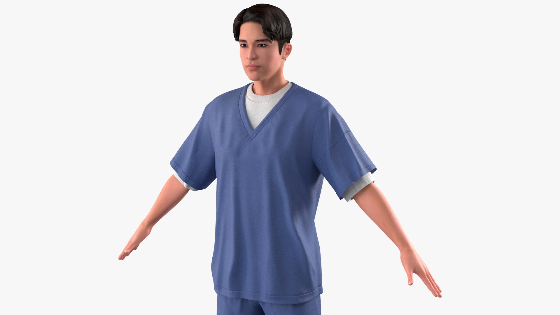 3D Asian Male Prisoner Blue Uniform - TurboSquid 2363132