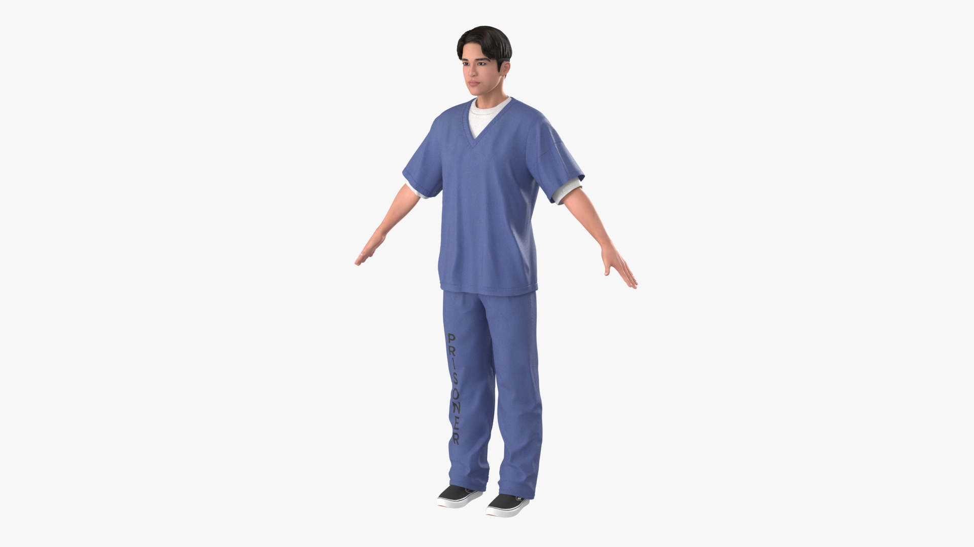 3D Asian Male Prisoner Blue Uniform - TurboSquid 2363132