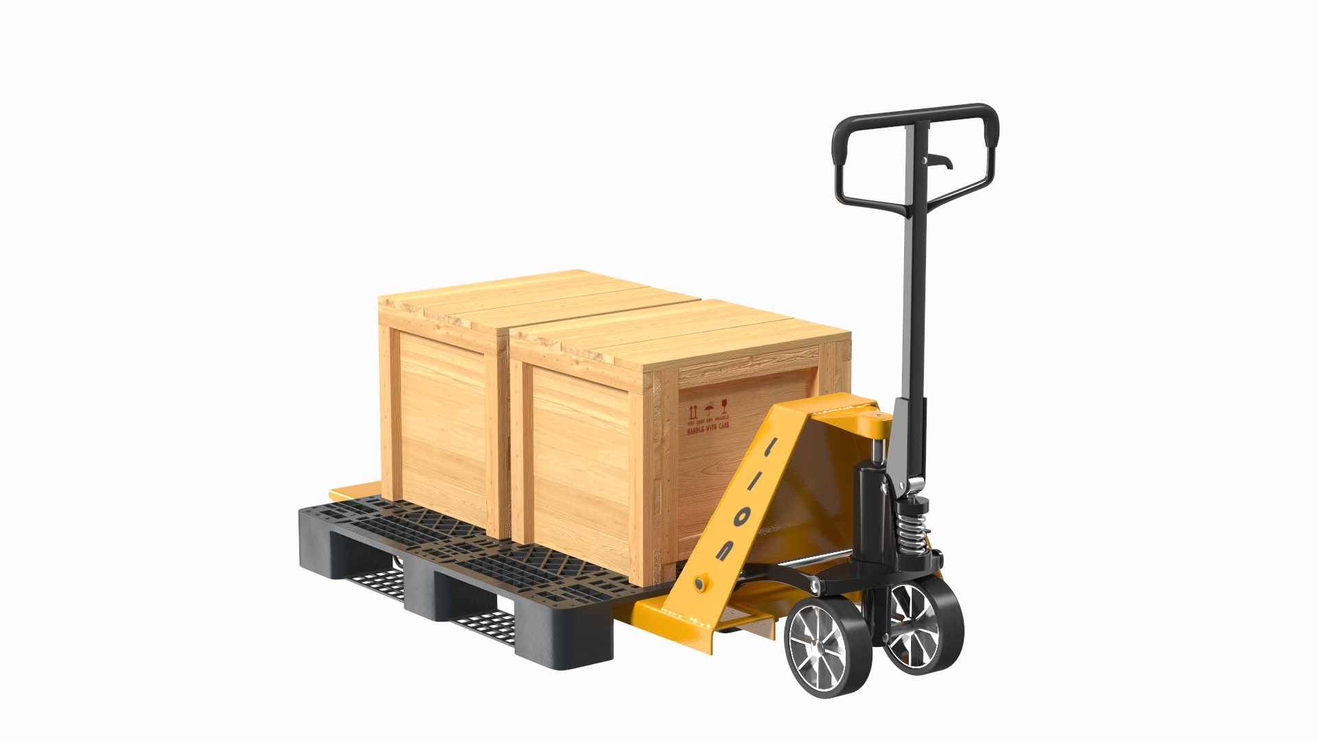 3D Lion Industrial Standard Duty Pallet Jack With Wooden Crates Rigged ...