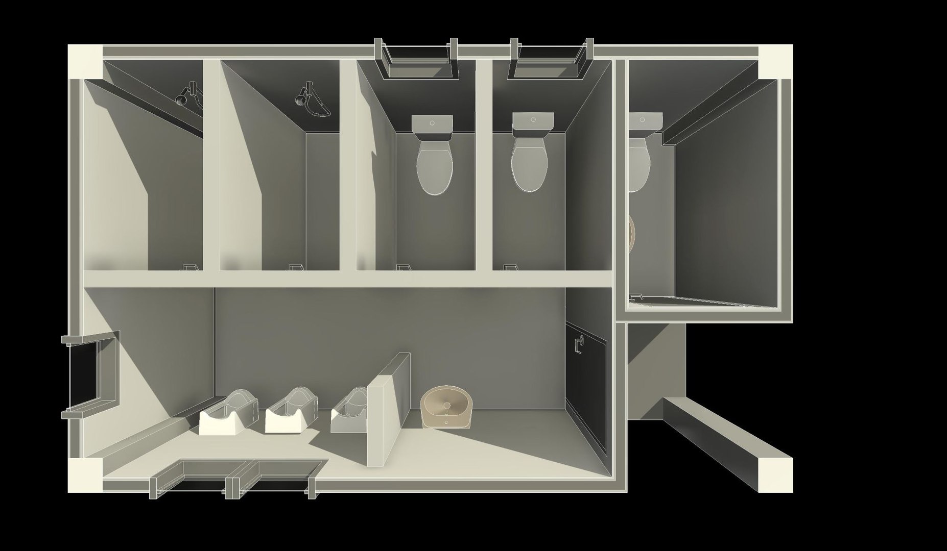 3D Simple Public Toilet By REVIT 25R04 Model - TurboSquid 2440708