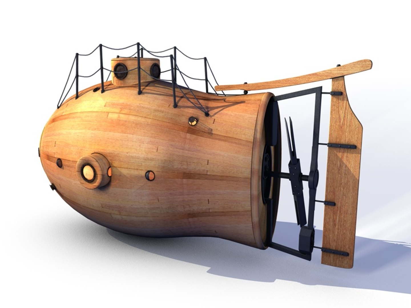 3d Steam Wooden Submarine Wood