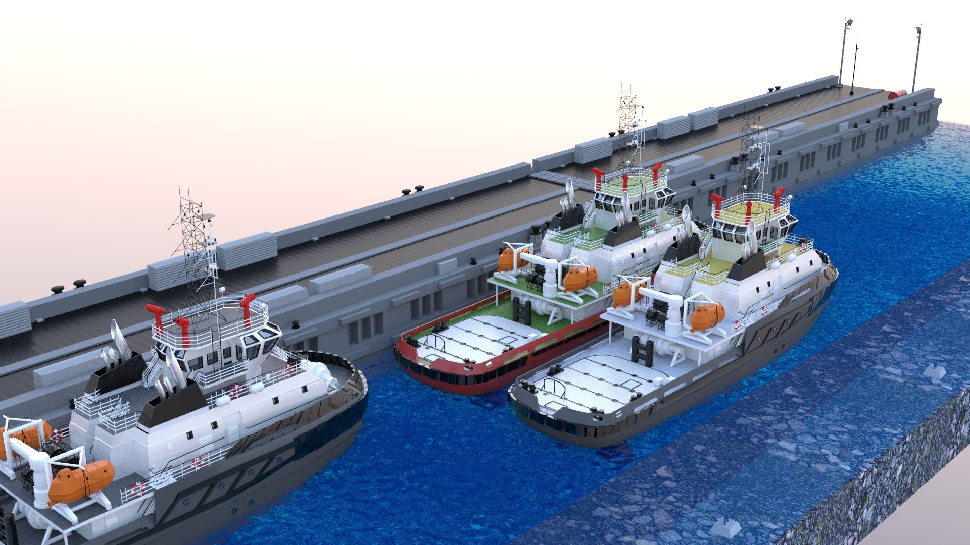 Berth Pontoon Tugs 3D Model - TurboSquid 1697203