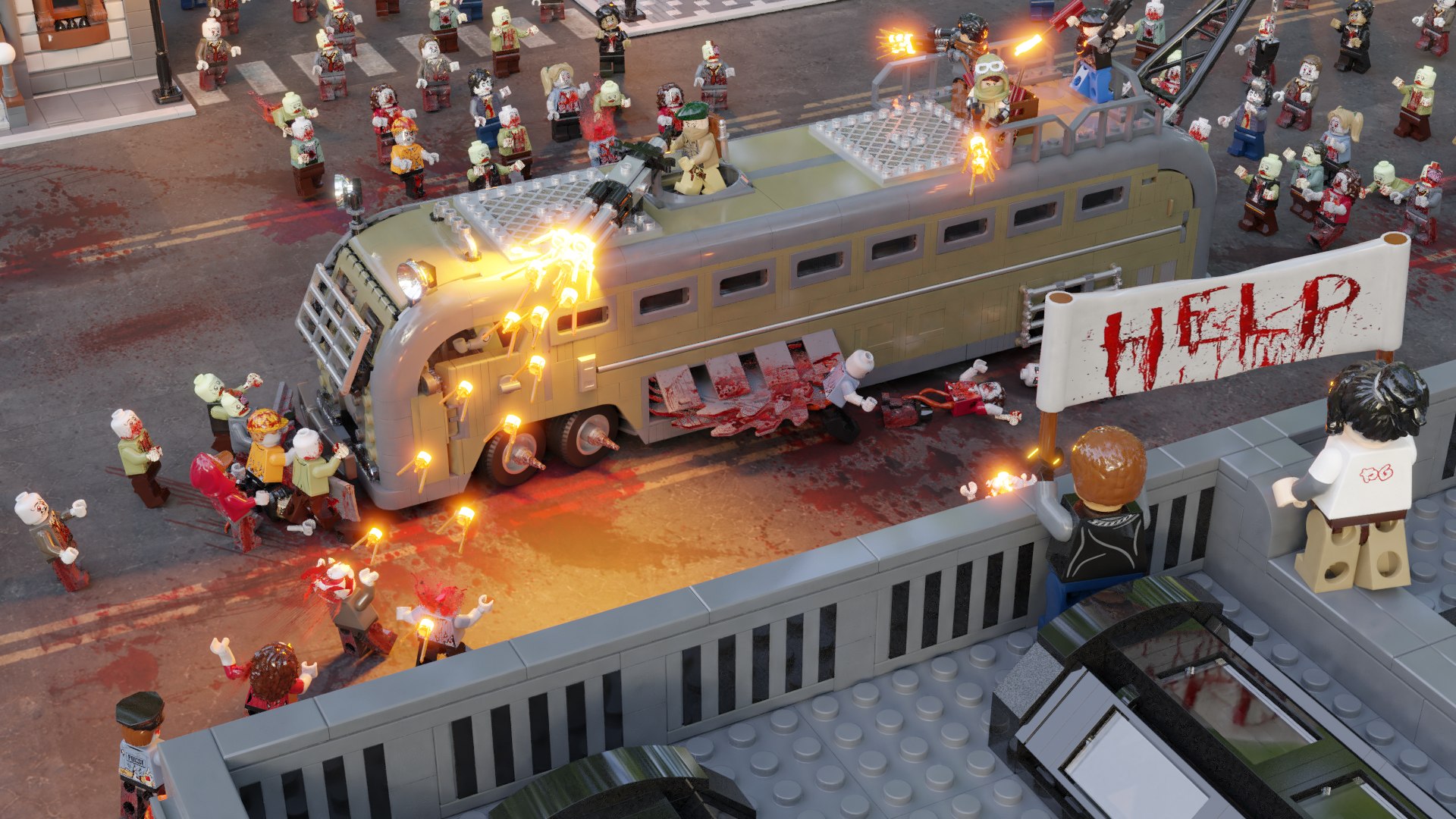 3D Zombie Apocalypse Lego Scene - TurboSquid 2135976