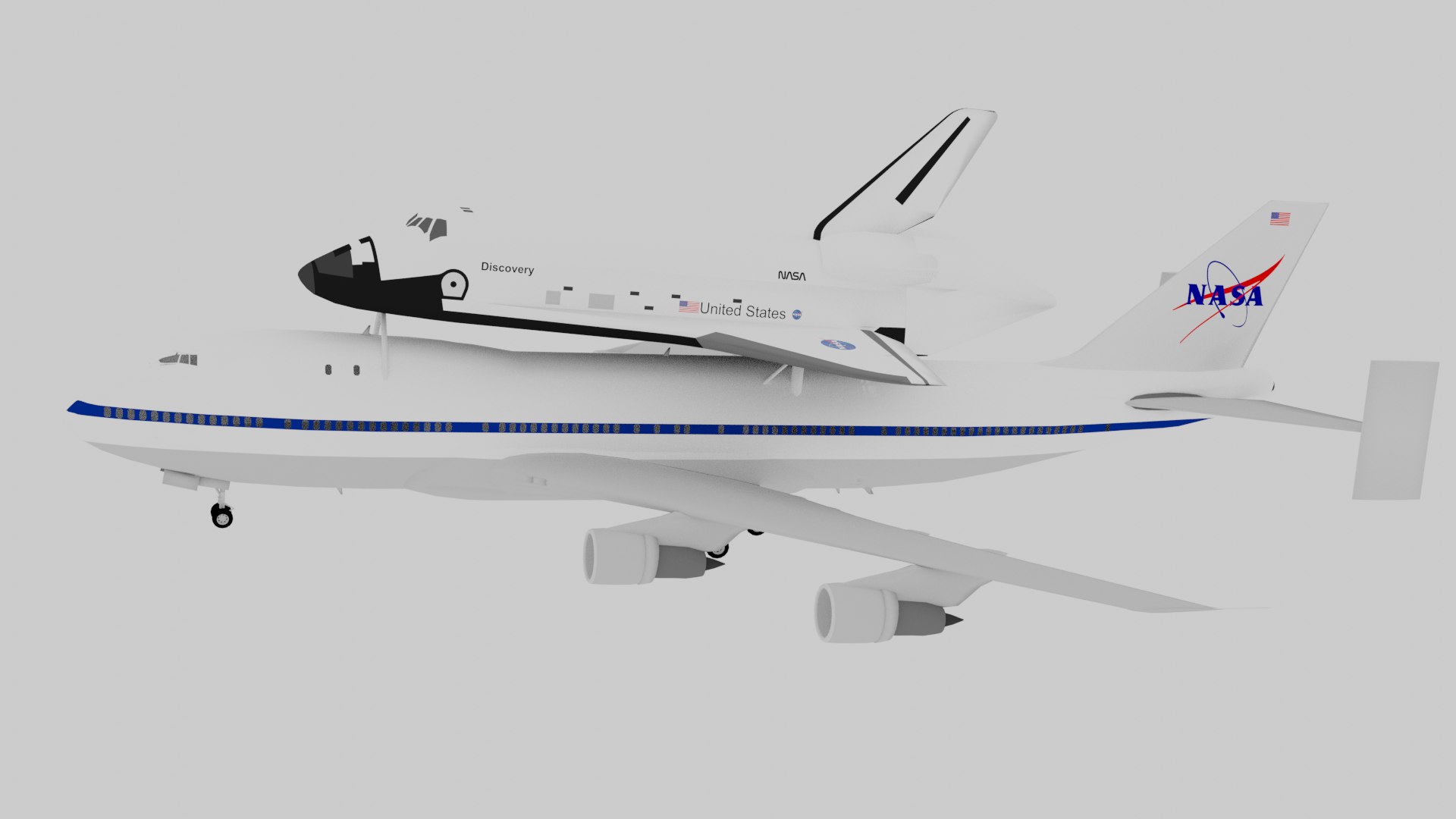 3D Boeing 747 With NASA Shuttle Model - TurboSquid 2008544