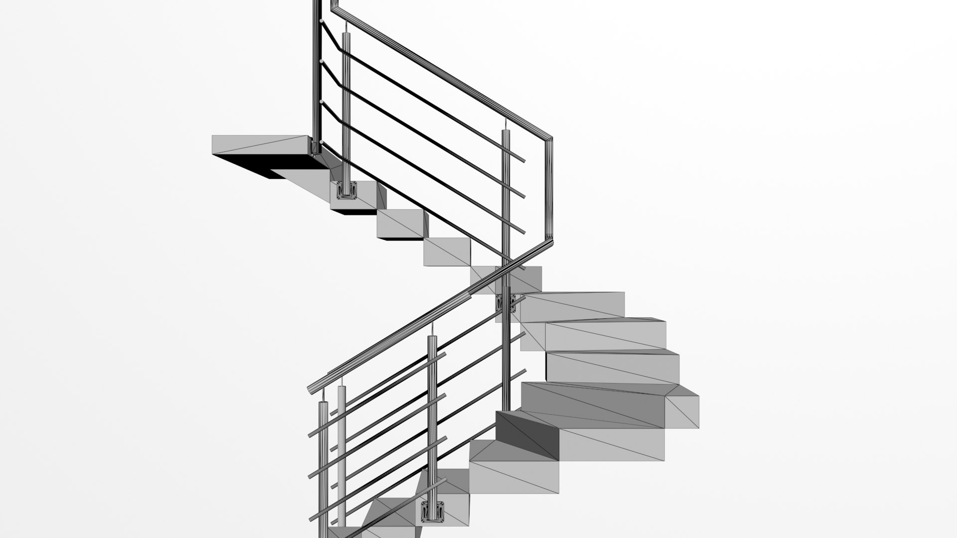3D stair railing model - TurboSquid 1704802