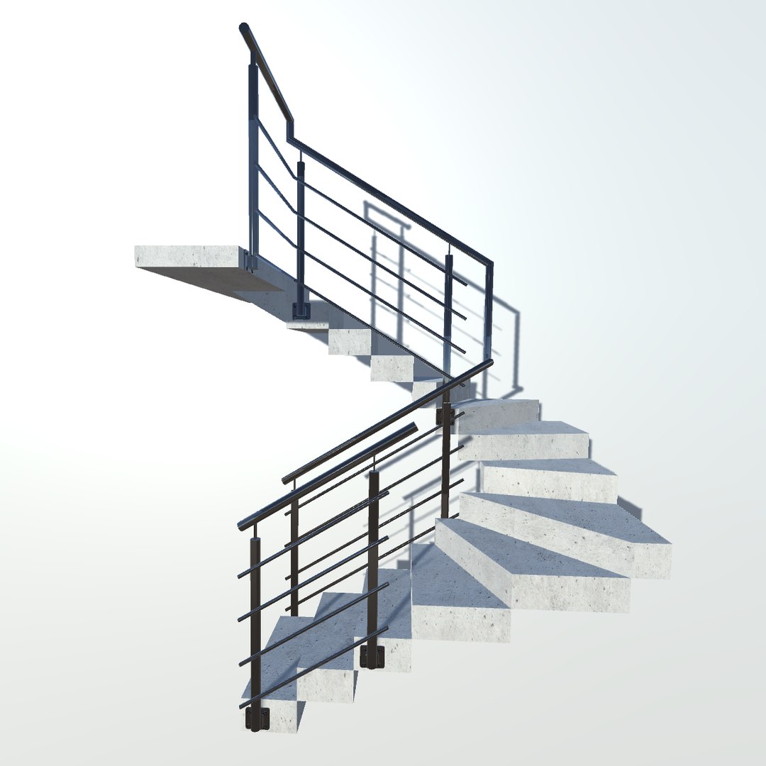 3D stair railing model - TurboSquid 1704802