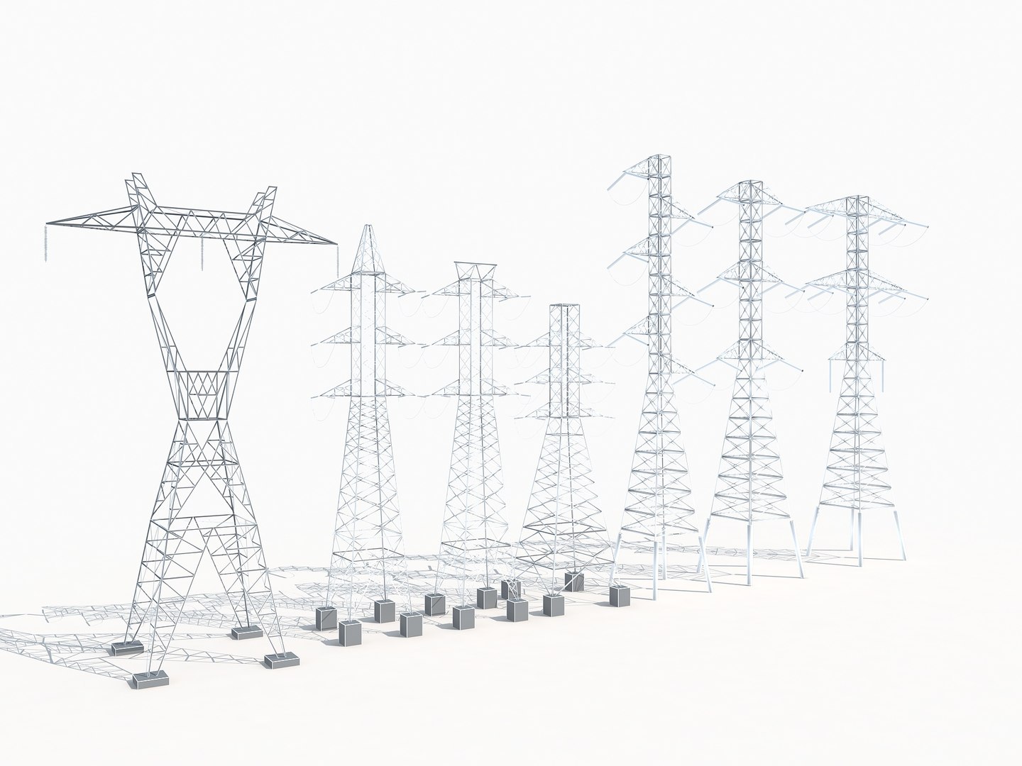 3D Model Electric Power Towers - TurboSquid 1867609