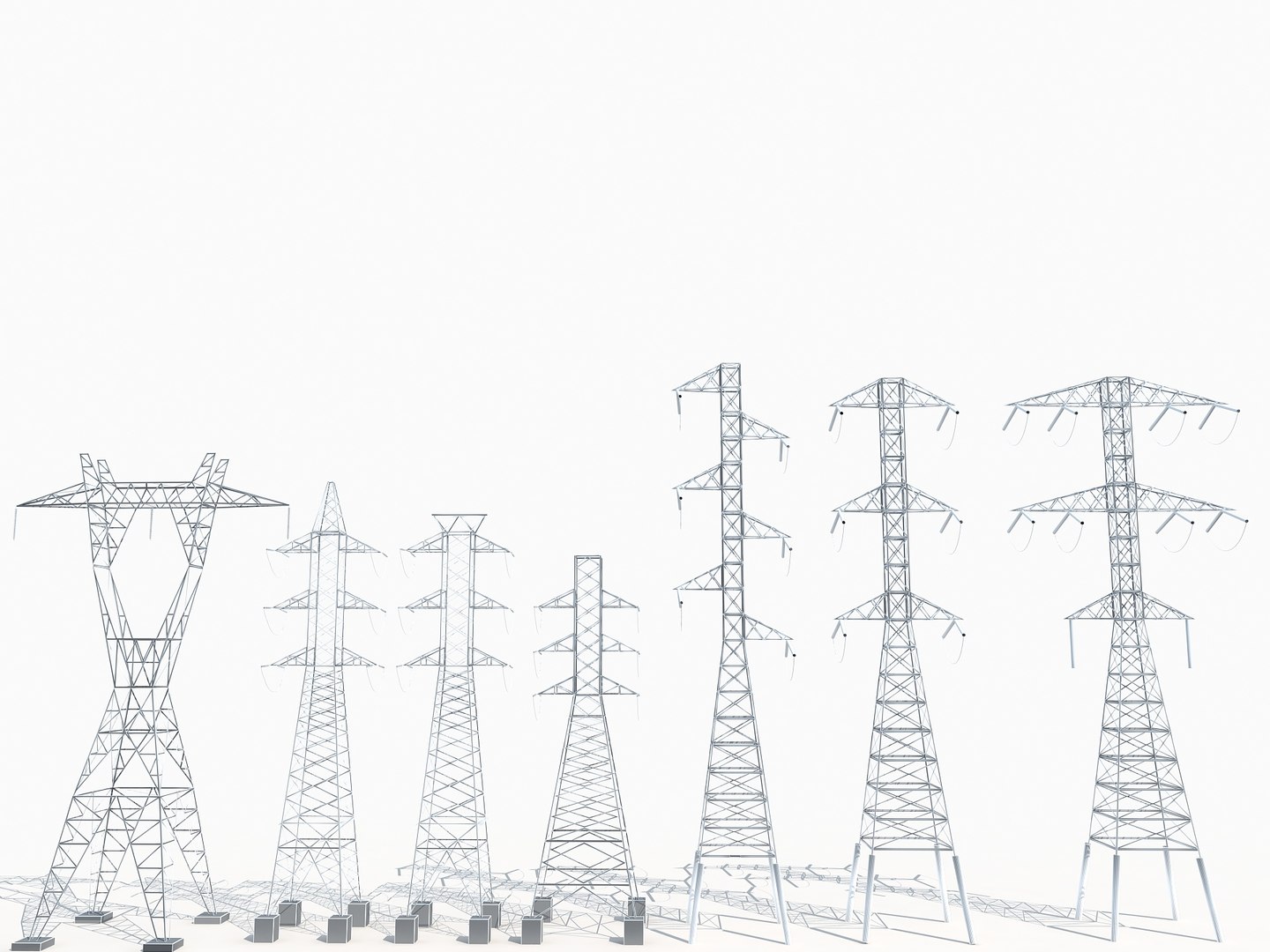 3D Model Electric Power Towers - TurboSquid 1867609