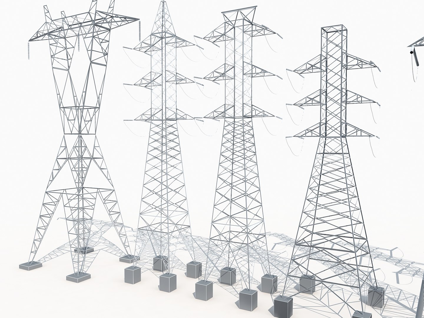 3D Model Electric Power Towers - TurboSquid 1867609