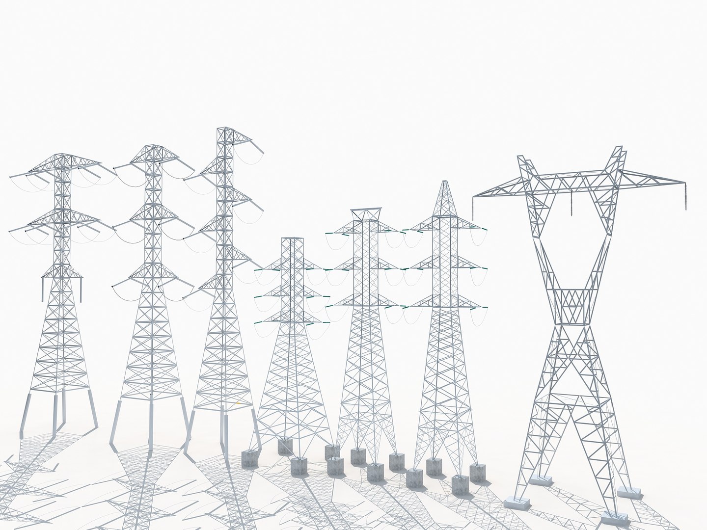 3D Model Electric Power Towers - TurboSquid 1867609