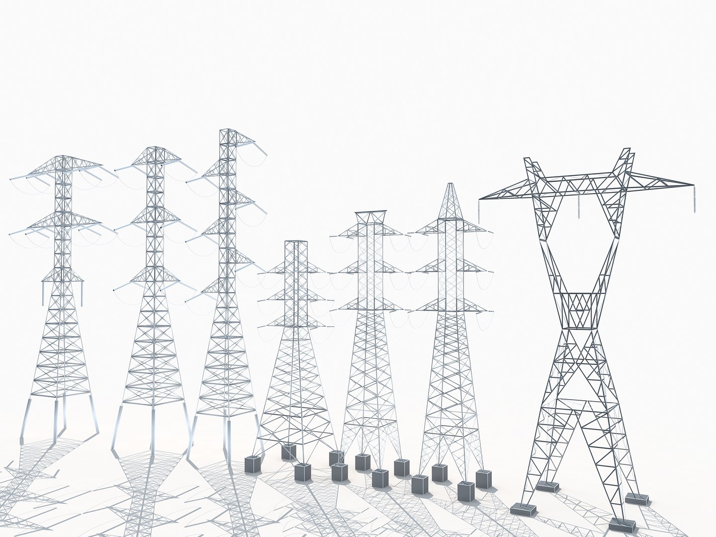 3D Model Electric Power Towers - TurboSquid 1867609