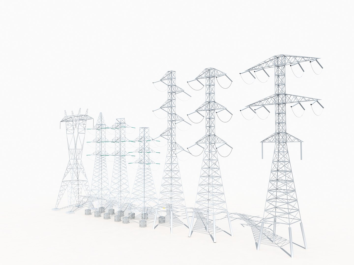 3D Model Electric Power Towers - TurboSquid 1867609