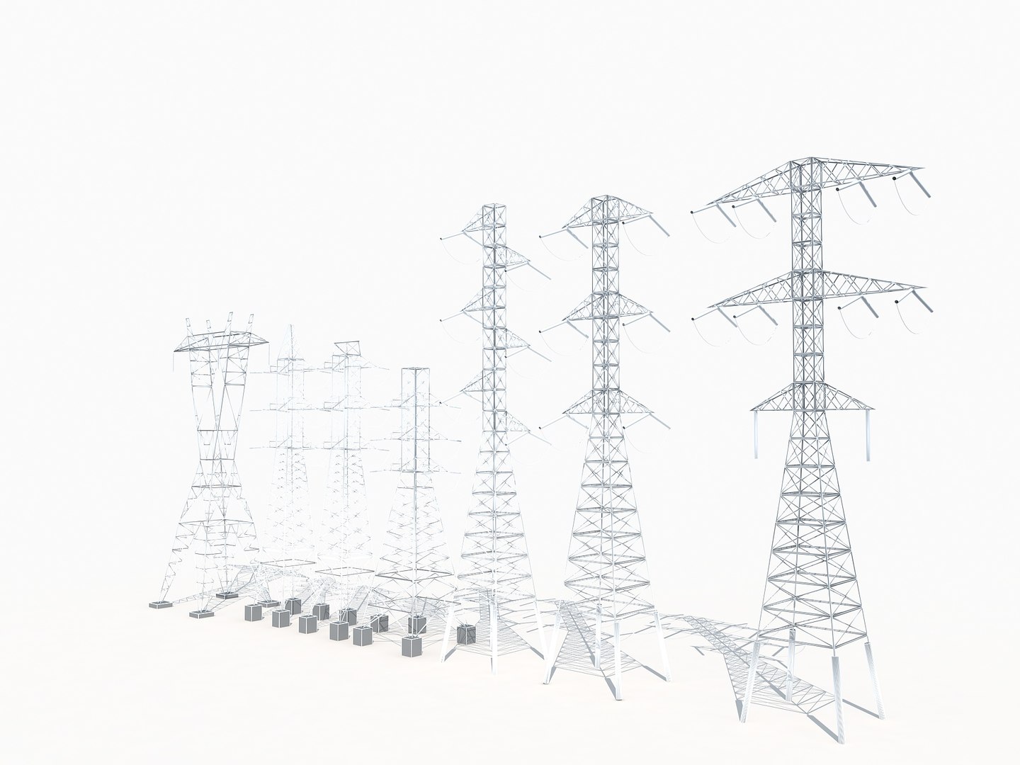 3D Model Electric Power Towers - TurboSquid 1867609