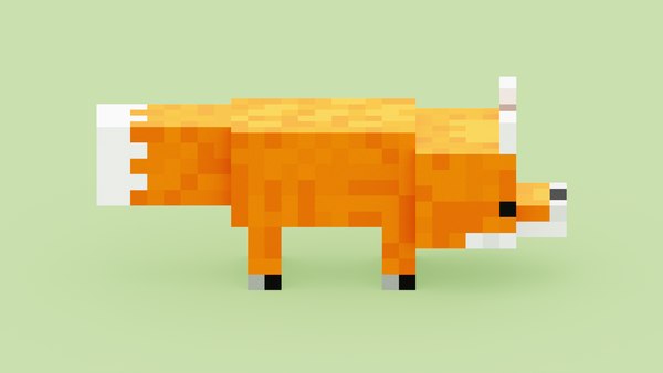 3D модель Майнкрафт Лиса - TurboSquid 2076589