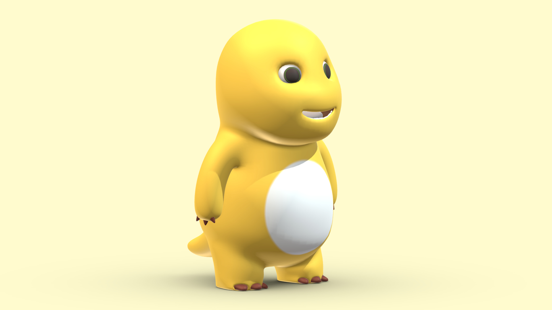 modelo 3d Chubby Yellow Dinosaur Cartoon Low Poly PBR Realistic ...
