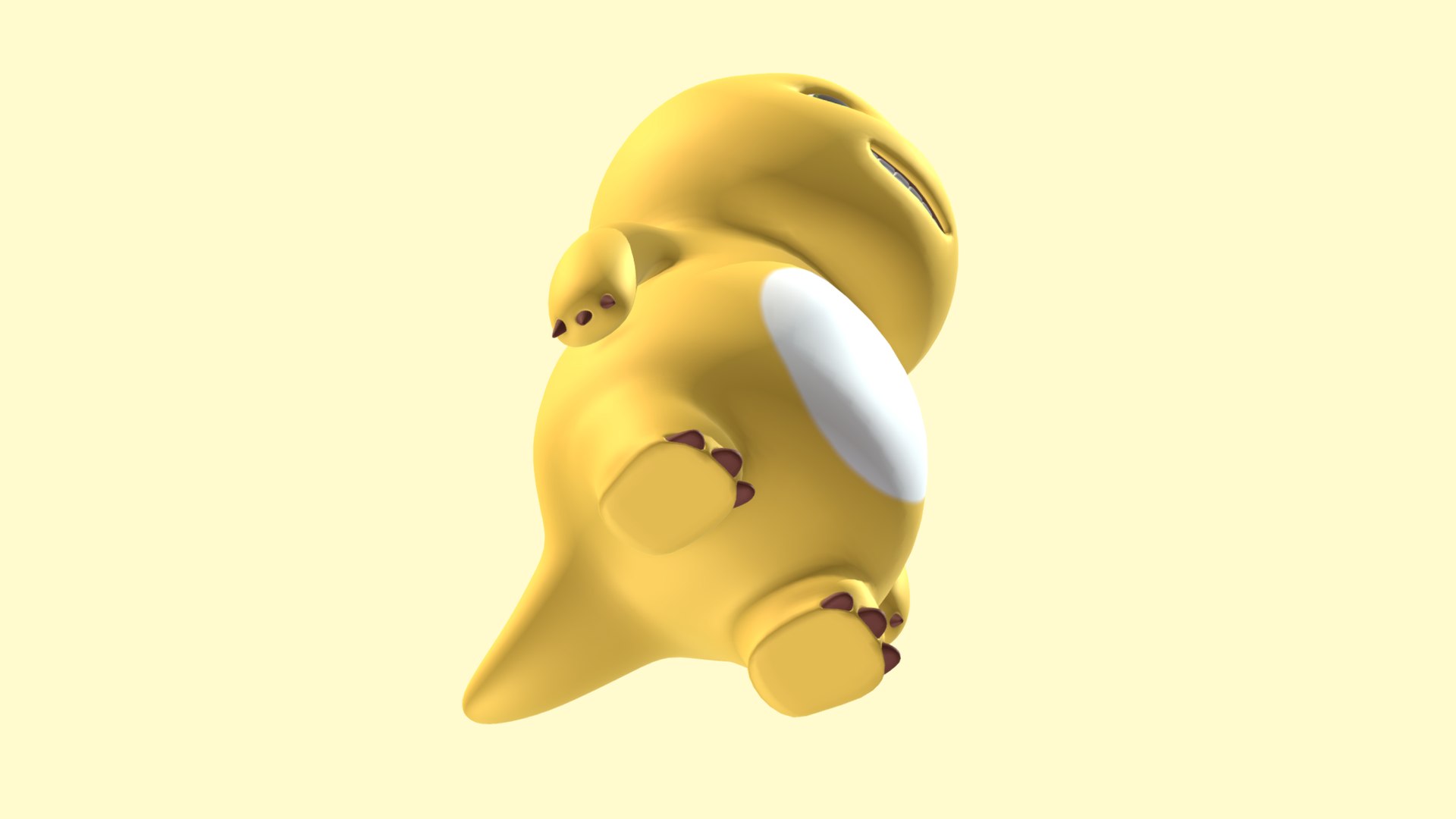 3D Chubby Yellow Dinosaur Cartoon Low Poly PBR Realistic Model ...
