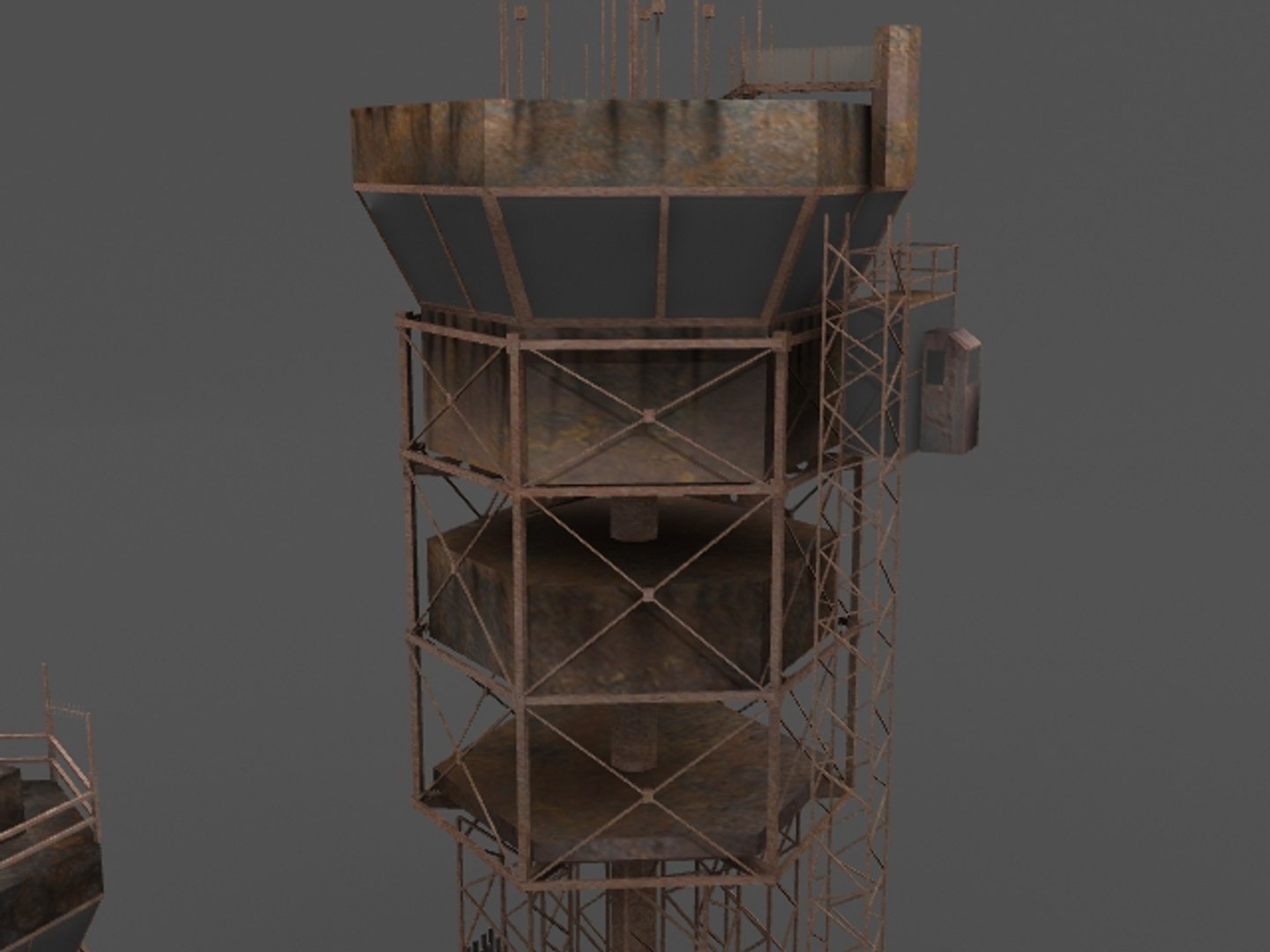 Rusty Control Towers 3d Model
