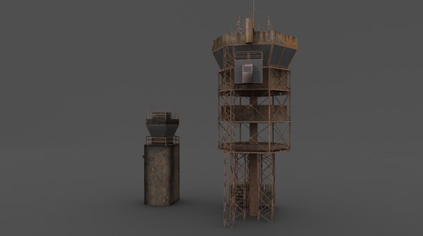 rusty control towers 3d model