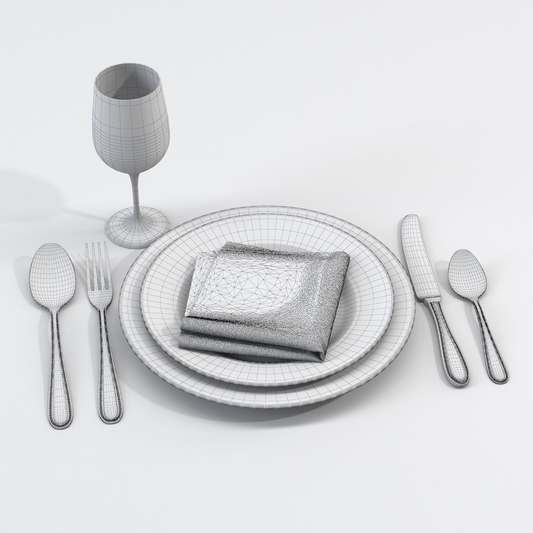 Realistic Table Set 3d Model