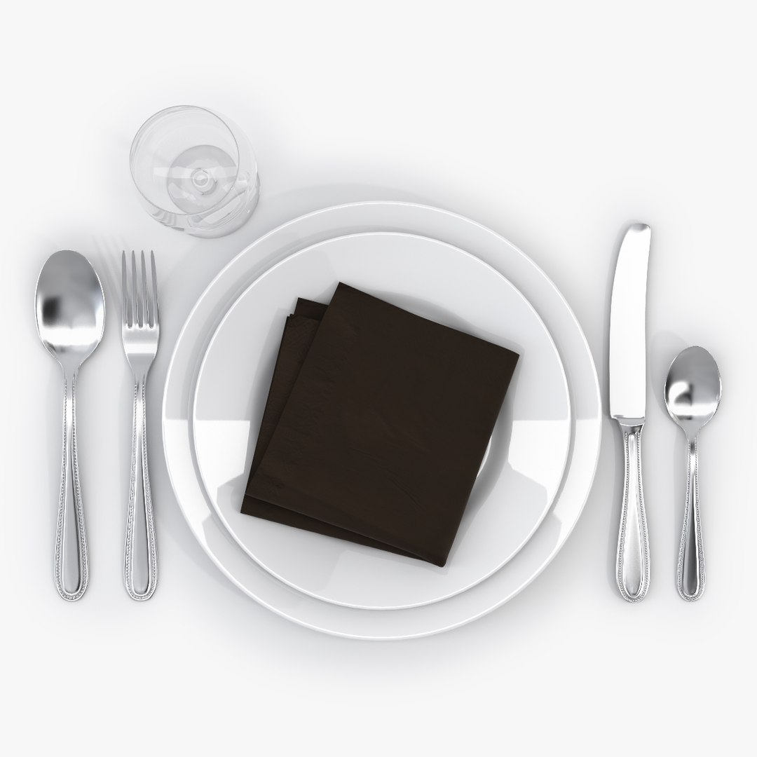 Realistic Table Set 3d Model