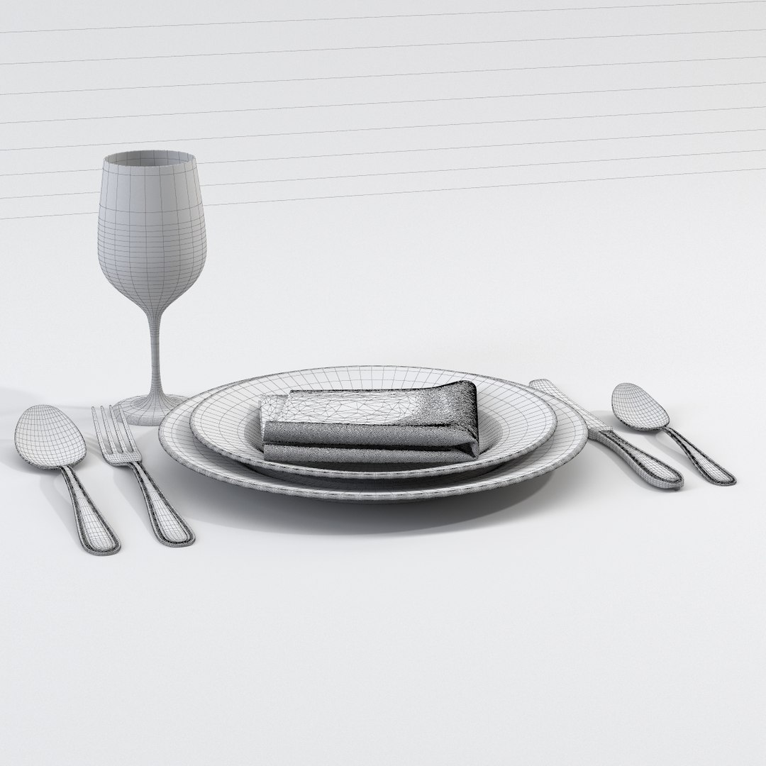 Realistic Table Set 3d Model