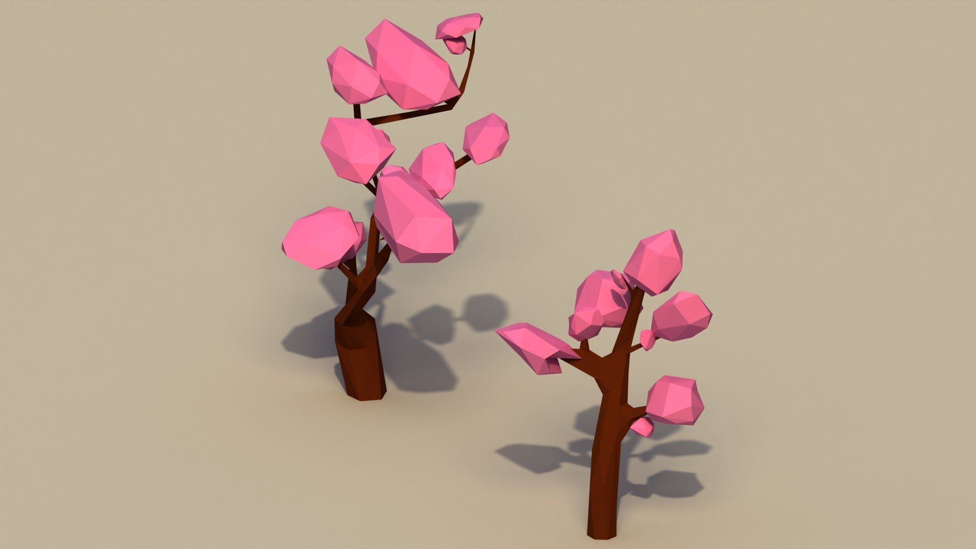 Low Poly Cherry Trees 3D Model - TurboSquid 2100409