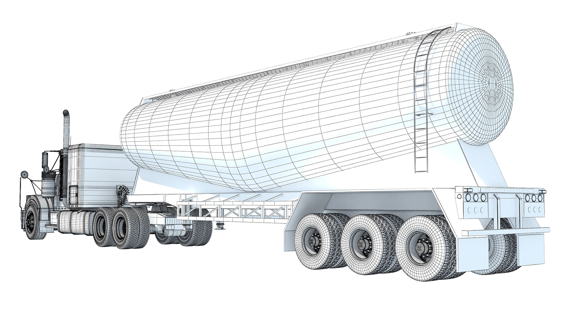 3D Truck with Tank Trailer model - TurboSquid 1827900