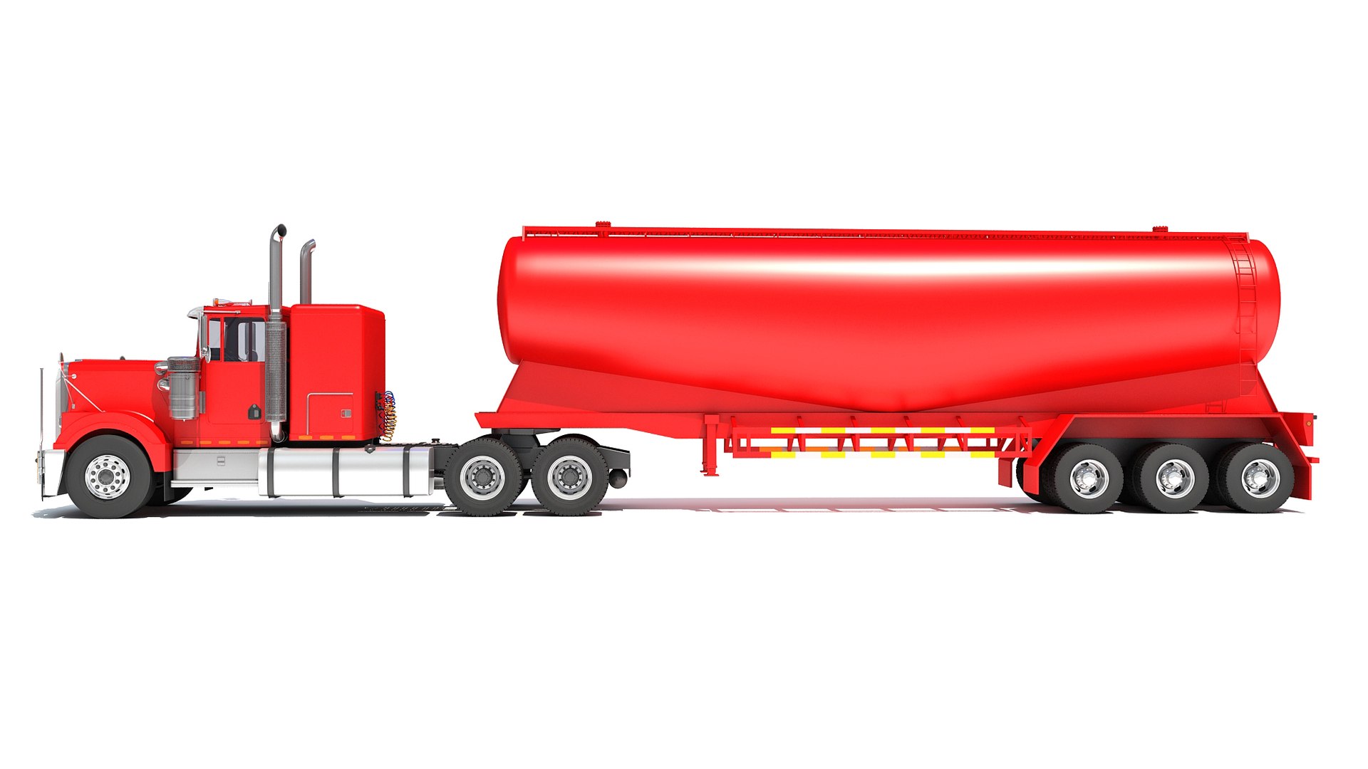 3D Truck With Tank Trailer Model - TurboSquid 1827900