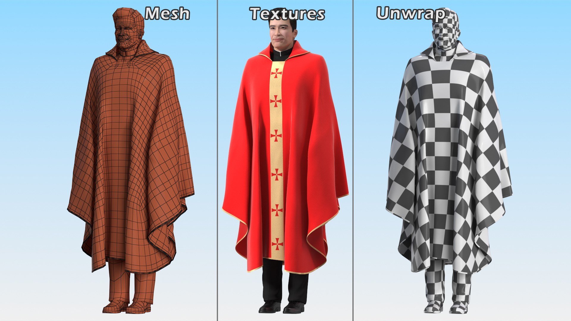 3D model Clergyman with Liturgical Vestment Red Robe - TurboSquid 1912201