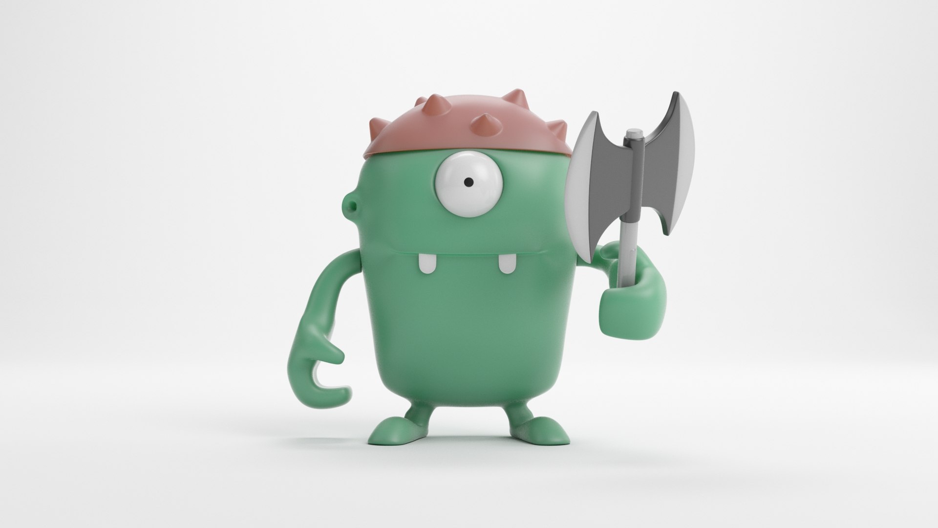 Original Toon Cyclops Warrior With Axe And Helmet 3D - TurboSquid 2141278