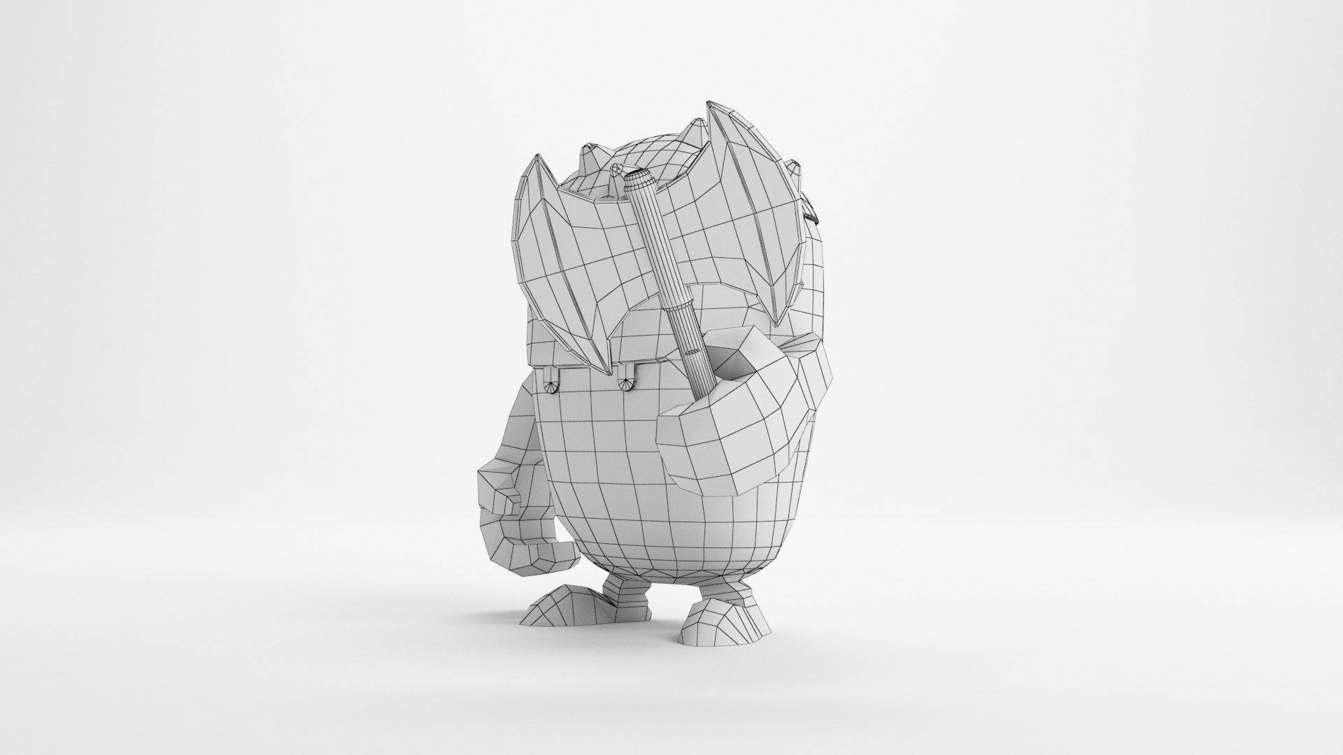 Original Toon Cyclops Warrior With Axe And Helmet 3D - TurboSquid 2141278