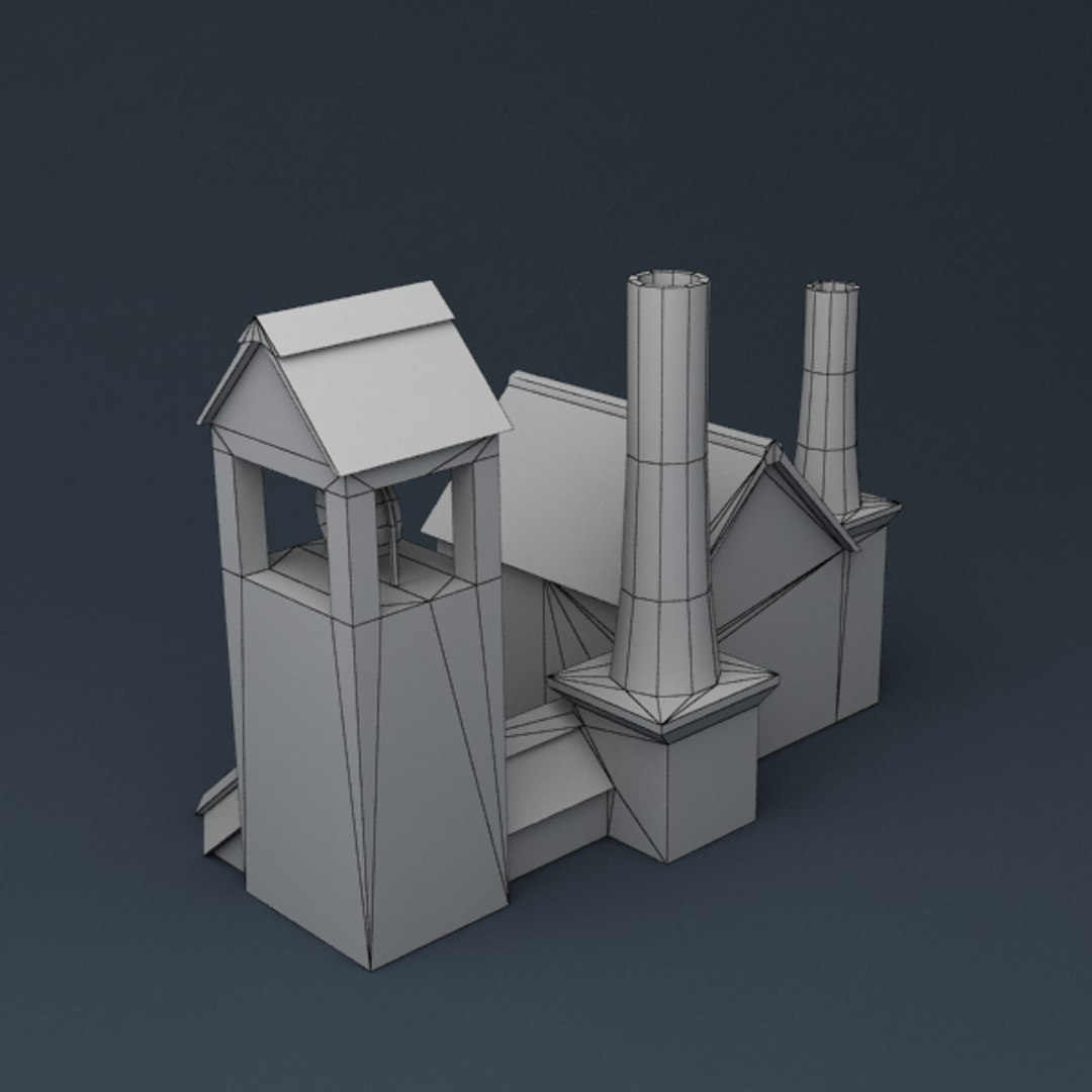 3d cartoon ore foundry model